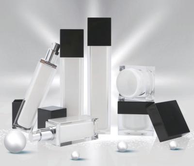 China PMMA Acrylic Square Cube Skincare 15ml Cosmetic Bottles / 30g Jars for sale