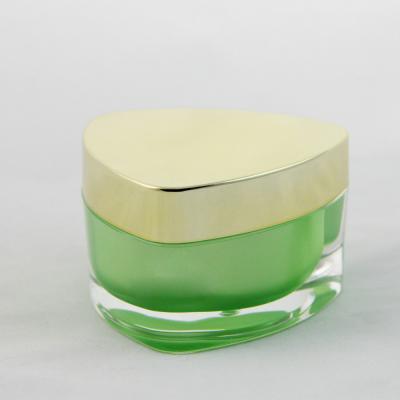 China 15G Green Irregular Acrylic Plastic Cream Jar For UV Gel Cosmetic Packaging for sale