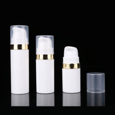 China 15ml White Airless Pump Bottle With Gold Line Cap For Lotion Cream Packaging for sale