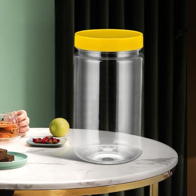 China Thickened PET Plastic Food Storage Screw Up Cosmetics Container 1000ML for sale