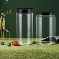China 550ml Empty PET Plastic Clear Cosmetic Jar With Yellow Top Lid For Storage Packaging for sale