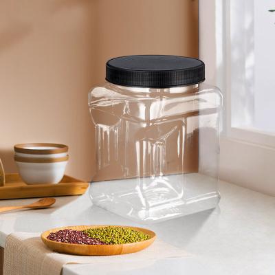 China 1800ml Clear Plastic PET Food Honey Jars Scrub Body Butter Container Jar With Lids for sale