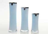 China Acrylic Airless Light Blue Plastic Lotion Bottles Round Cosmetic 30ml 50ml for sale