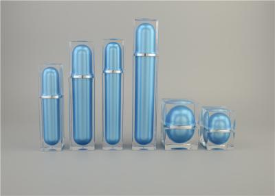 China Blue Color Coated Skin Care Cosmetic Plastic Lotion Bottles Cream Jars Lotion Bottles Foundation Emulsion Scrub Bottle for sale