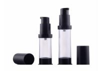 China Plastic Small Airless Cosmetic Bottles 5ml 10ml Black Refillable With OEM for sale