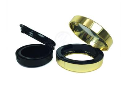 China Black Round Empty Cosmetic Compact Containers Powder Case Packaging for sale