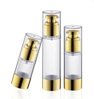 China Golden Aluminum Empty Custom Cosmetic Bottles Airless Pump U Shape With Window for sale