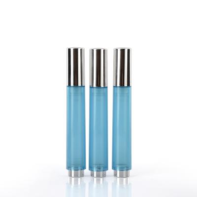 China Luxury Empty Foundation Bottle With Pump 10ml 15ml Blue Plastic Acrylic PMMA Plating Cap for sale