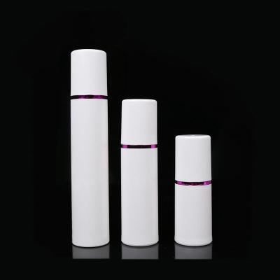 China Luxury Hot Stamping Airless Cosmetic Bottles Empty White Acrylic Material for sale