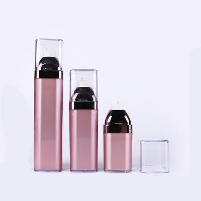 China Pink Airless Cosmetic Bottles With Double Body Design for sale