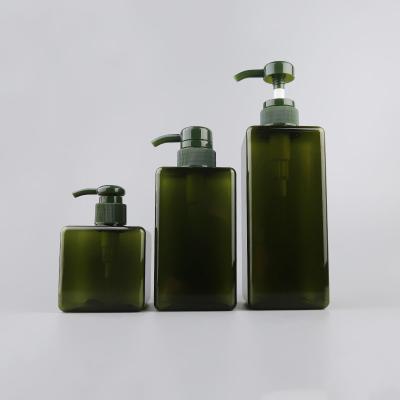 China Green Square Empty PP Plastic Lotion Pump Bottle 250ml 450ml 350ml for sale