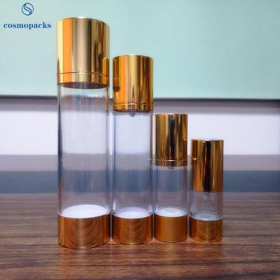 China Gold Plating Airless Cosmetic Bottles 30ML 50ML 80ML 100ML 120ML for sale