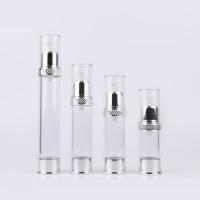 China Silver Plastic Plating Ribbed 30ml Airless Cosmetic Bottles for sale