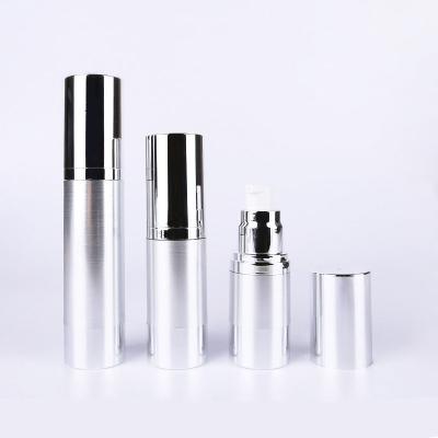 China Plastic Silver Plating 15ml 30ml 50ml Airless Cosmetic Bottles for sale