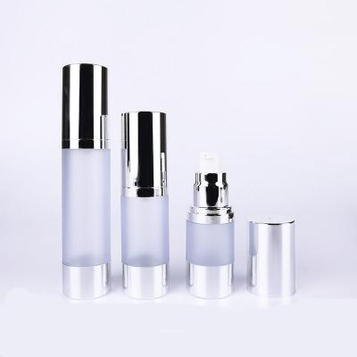 China PP Silver Frosting Plating 30ml Airless Cosmetic Bottles for sale