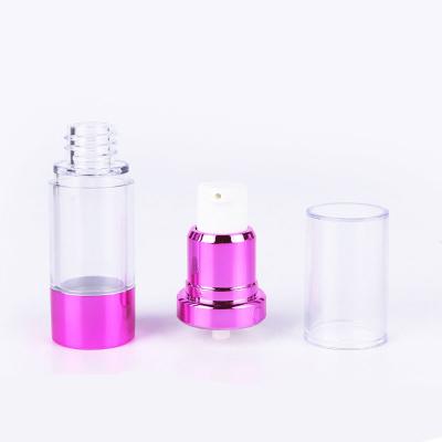 China Pink Transparent Plastic Plating Lotion Airless Vacuum Pump Bottle for sale
