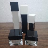 China Popular 20g 30g 50g white plastic acrylic black cap square double walled cosmetic manufacturer skin care cream jar for sale