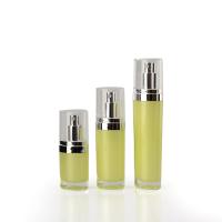 China Yellow Round PET Lotion Cosmetic Airless Pump Bottle for sale