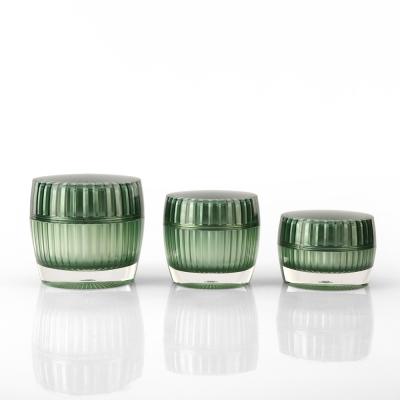 China Green Face Cream Empty PET 15g  Plastic Makeup Jars for sale