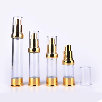 China Clear Gold Plating Skincare Airless Cosmetic Bottles for sale