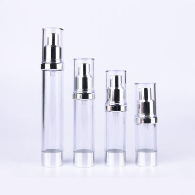 China Clear Plastic Silver Plating Vacuum Airless Cosmetic Bottles for sale