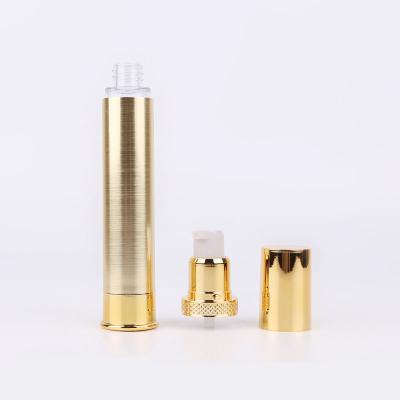 China Plastic Plating Ribbed Shoulder 20ml 30ml Cosmetic Pump Bottle for sale