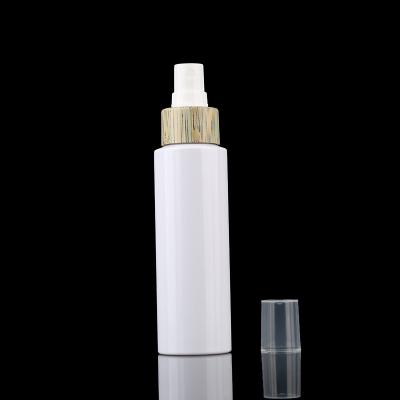 China Empty Hot  100ml 200ml Plastic Pump Cosmetic PET Packaging, Wholesale Body Lotion PET Bottle with Bamboo Pump for sale