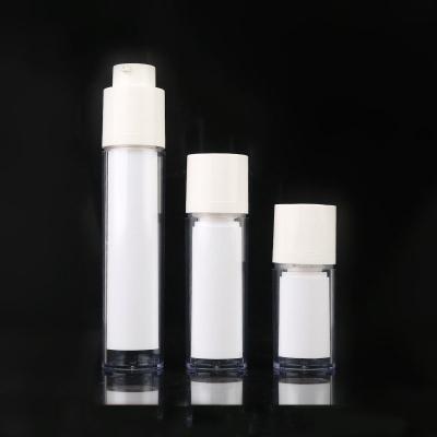 China 15ML 30ML 50ML white plastic PP twist up actuator OEM lotion round airless pump bottle for sale