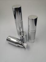 China 15ml 30ml 50ml plastic PP ABS AS  silver in clear body for cream  personal care round airless pump bottle cosmetic for sale