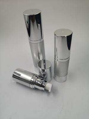 China 15ml 30ml 50ml plastic PP ABS AS  silver in clear body for cream  personal care round airless pump bottle cosmetic for sale