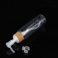 China 15ml 30ml 50ml  transparent clear plastic PET bamboo pump locker airless pump bottles China supplier for sale