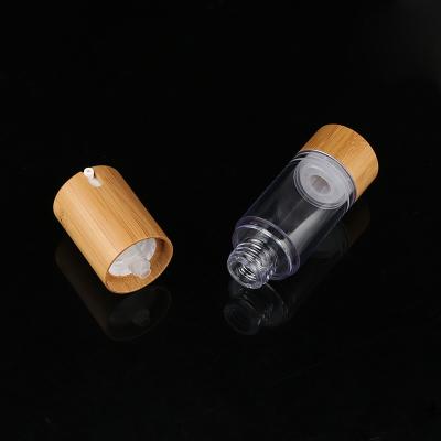 China Refillable Transparent 15ml Airless Capless AS Bamboo Pump Bottle for sale