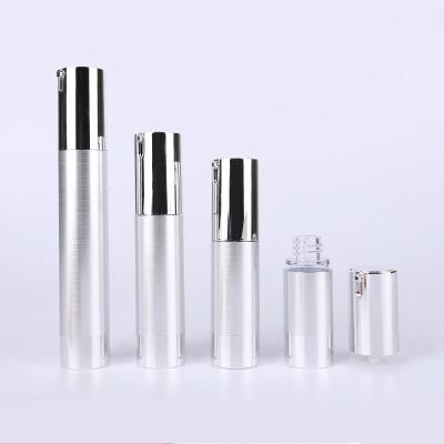 China 10ml 15ml 20ml 30ml silver plastic PP ABS AS manufacturers airless pump bottle wholesale cosmetic packaging for sale