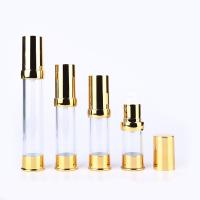 China Factory sale 10ML 15ML 20ML 30ML plastic PP China manufacturer personal care round airless pump lotion bottle gold for sale