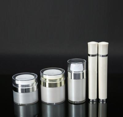 China round economical 30ML 50ML 75ML 100ML white frosted plastic PP round body cream airless pump bottle wholesale for sale