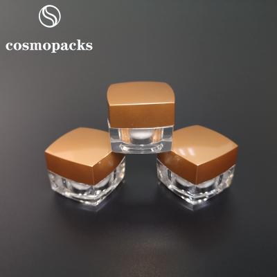 China 15g 30g Acrylic Clear Square Cosmetic Cream Jars 60mm Diameter for sale