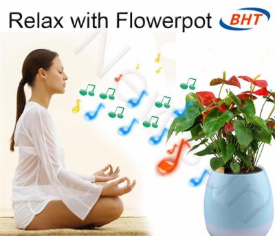 China Mini Smart Flower Pots Bluetooth Music Flowerpot With LED Lamp Home Office Bluetooth for sale