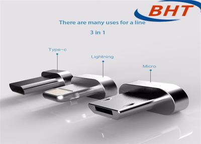 China Smartphone Magnetic USB Cable 1in 3 Multi - Function Durable Aluminium Alloy for sale