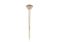 China Vonira Beauty Studio Makeup Cosmetic Highlighter Fan Brush With Golden Aluminum Ferrule Birch Wooden Handle for sale