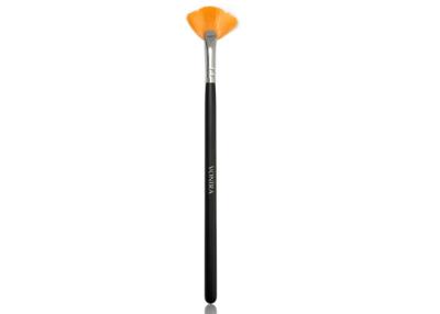 China Soft Lash Fan High Quality Makeup Brushes Long Black Wood Handle for sale