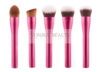 China Ultra Fine Synthetic Makeup Brush Set With Rose Red Metal Handles for sale