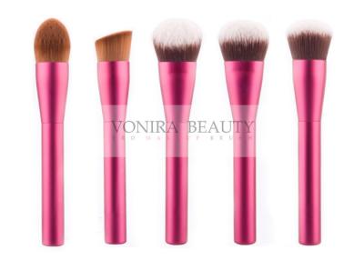 China Ultra Fine Synthetic Makeup Brush Set With Rose Red Metal Handles for sale