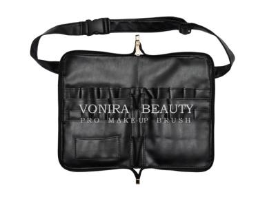 China Pro Makeup Brush Bag PU Leather Portable 26 Pockets Cosmetic Brush Holder with Artist Belt Strap for sale