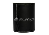 China Customized High Quality Leather Makeup Brush Holder Case Travel Cosmetic Cylinder for sale