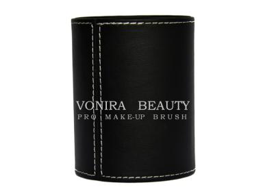China Customized High Quality Leather Makeup Brush Holder Case Travel Cosmetic Cylinder for sale