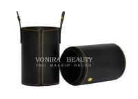 China Customized High Quality Leather Makeup Brush Holder Case Cosmetic Cylinder for sale