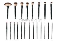China Affodable Discount Synthetic Makeup Brushes With Matte Black Handle Glossy Ferrules for sale