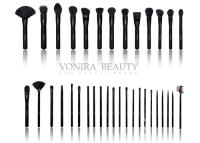 China Synthetic Essential Makeup Brushes With Classic Matte Black Handle And Glossy Ferrules for sale