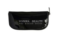 China Handy Cosmetic Pouch Clutch Makeup Brush Bag With Zipper Enclosure Black for sale
