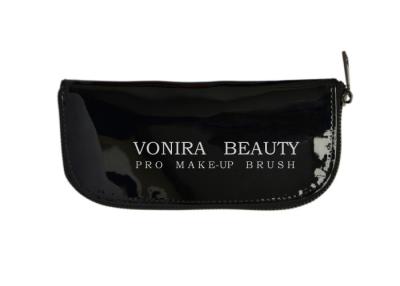 China Handy Cosmetic Pouch Clutch Makeup Brush Bag With Zipper Enclosure Black for sale